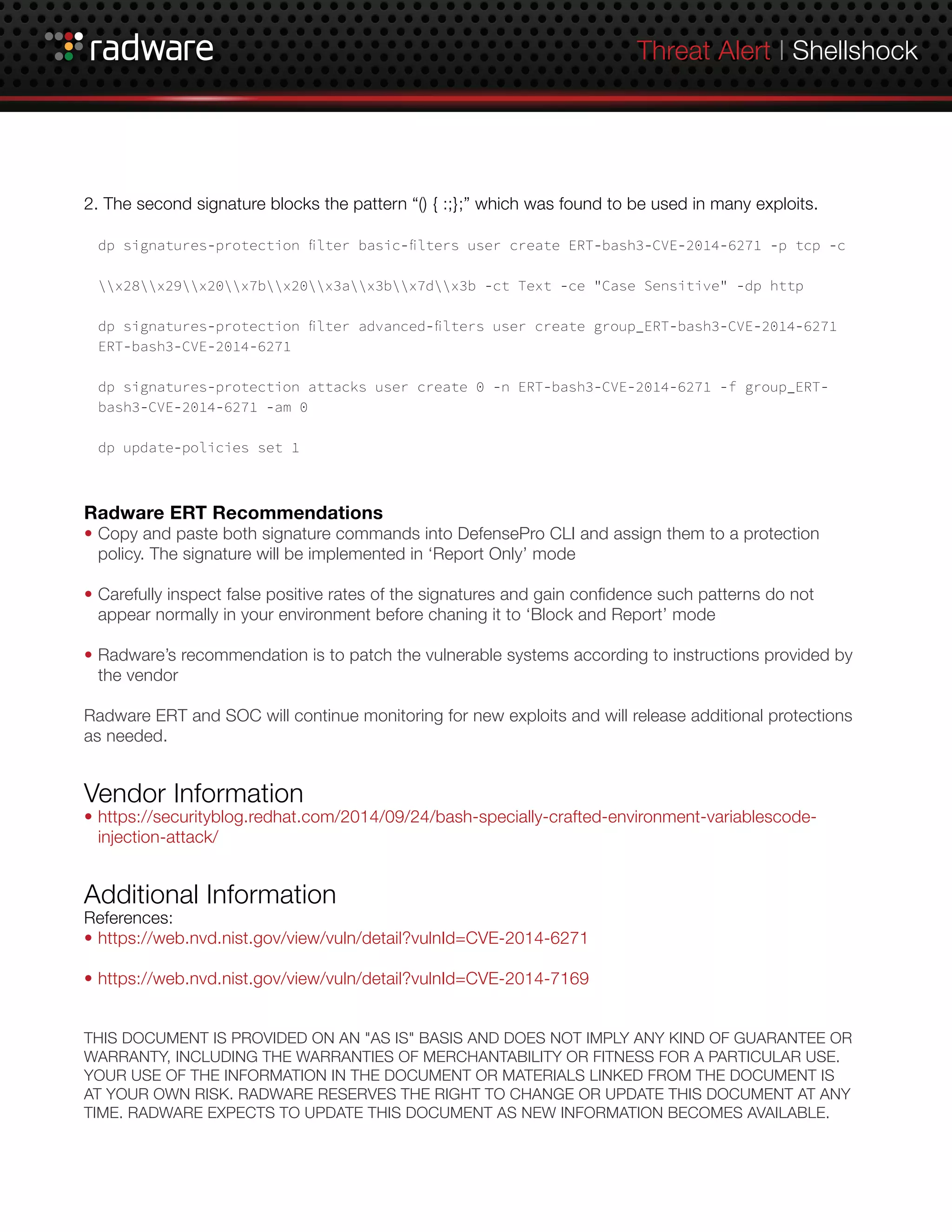 Radware ERT Threat Alert: Shellshock Bash | PDF