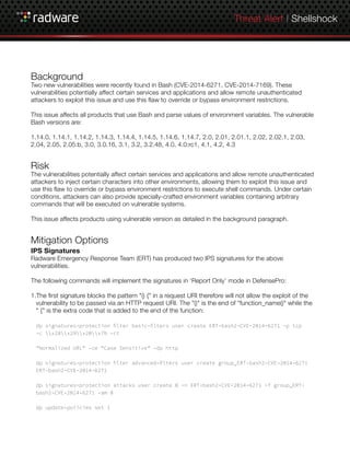 Radware ERT Threat Alert: Shellshock Bash | PDF