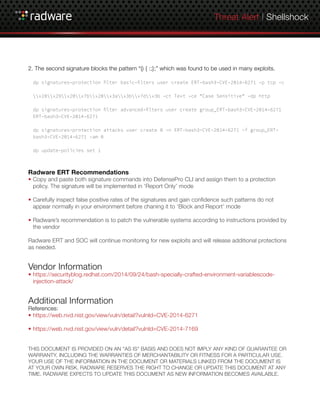 Radware ERT Threat Alert: Shellshock Bash | PDF