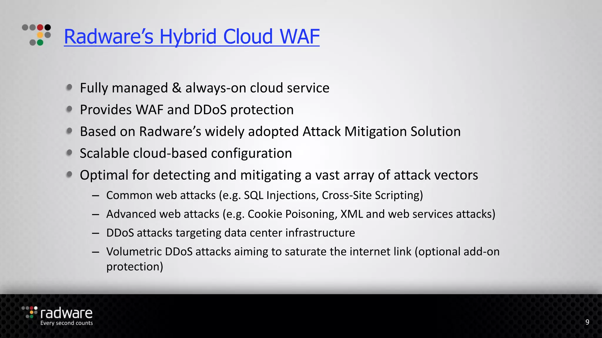 Radware Hybrid Cloud Web Application Firewall and DDoS Protection | PDF