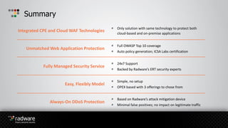 Radware Hybrid Cloud Web Application Firewall and DDoS Protection | PDF