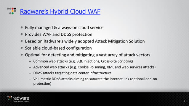 Radware Hybrid Cloud Web Application Firewall and DDoS Protection | PDF