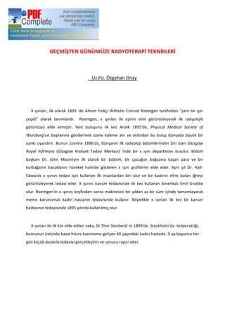 Radyoterapi Tarihce-Ozgehan Onay | PDF