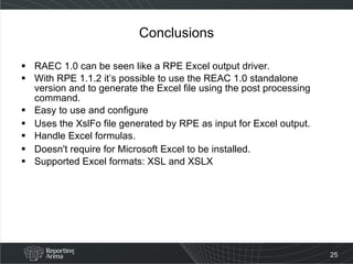 Generate Excel documents with Rational Publishing Engine 1.1.2 and Reporting Arena Excel ...