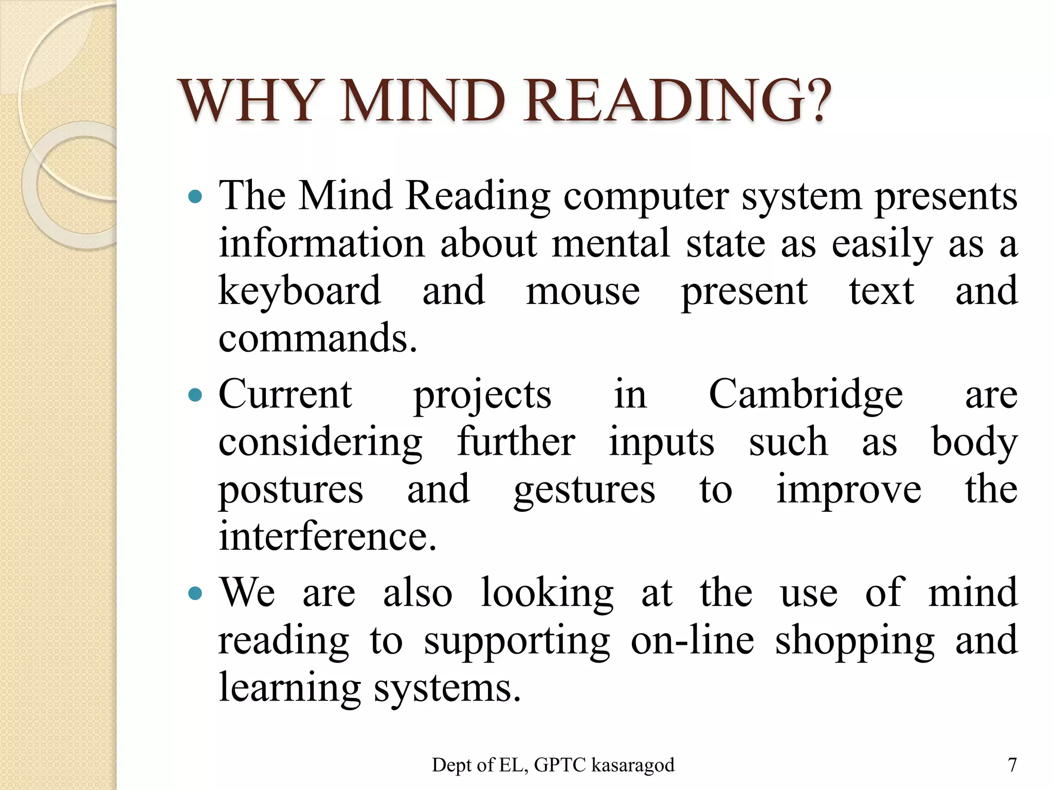 Mind reading computer | PPTX | Artificial Intelligence | Technology ...