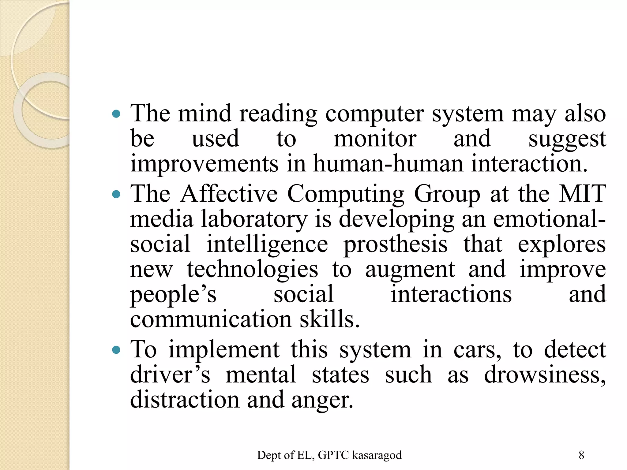 Mind reading computer | PPTX | Artificial Intelligence | Technology ...