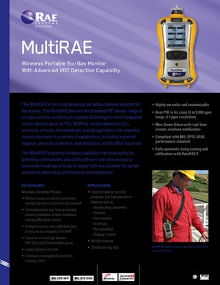 Rae Systems MultiRae Portable Gas Detectors - Brochure | PDF