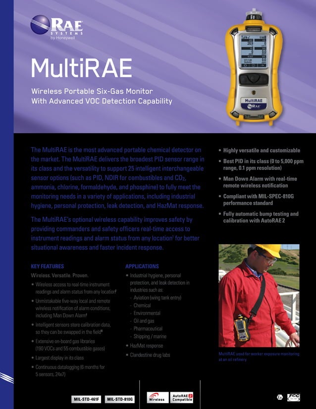 Rae Systems MultiRae Portable Gas Detectors - Brochure | PDF