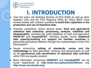 Follow-up actions on the recommendations and overview of FAO activities ...