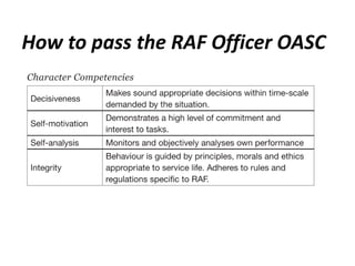 RAF Officer OASC Hints and Tips | PDF