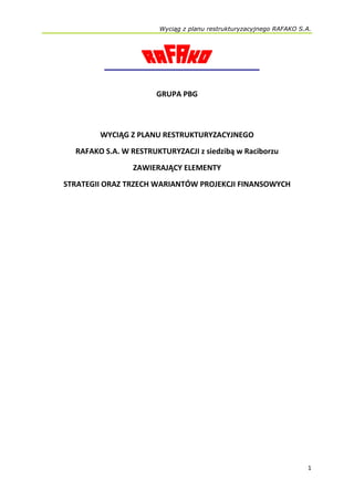 Rafako plan restrukturyzacji | PDF