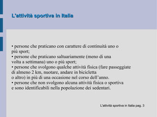 L' attività sportiva in Italia | PPT