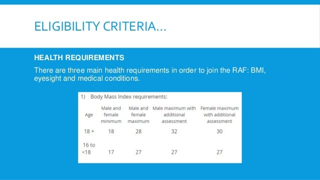 RAF eligibility criteria for joining the Royal Air Force