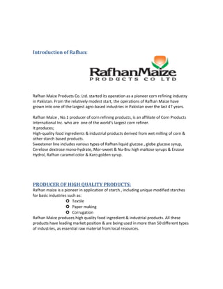 Rafhan Maize Products Co. Faisalabad, Pakistan | DOC