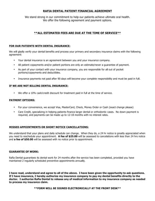 Dental Payment Plan Agreement Template