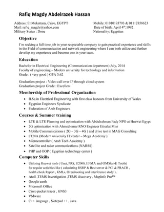 Rafiq magdy abdelrazek hassan | PDF | Telecommunications Industry ...