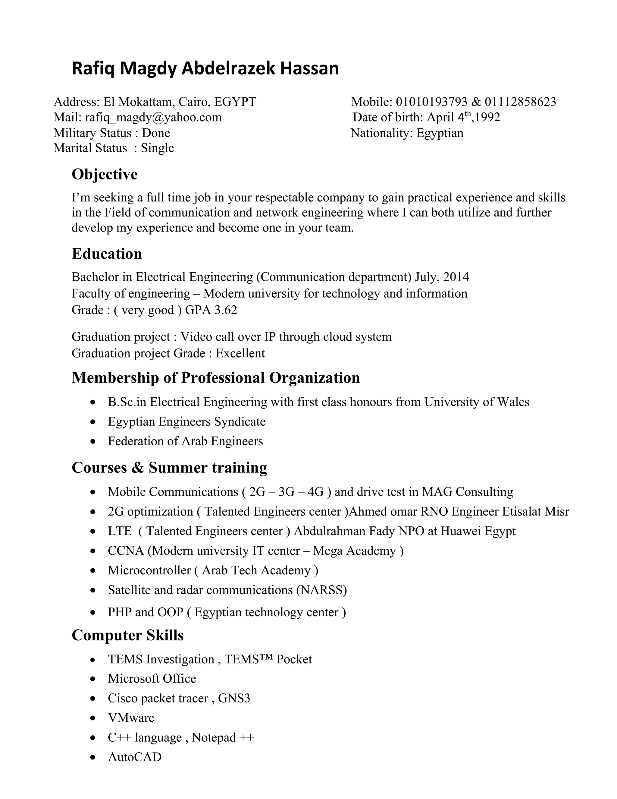 Rafiq magdy abdelrazek hassan cv | PDF