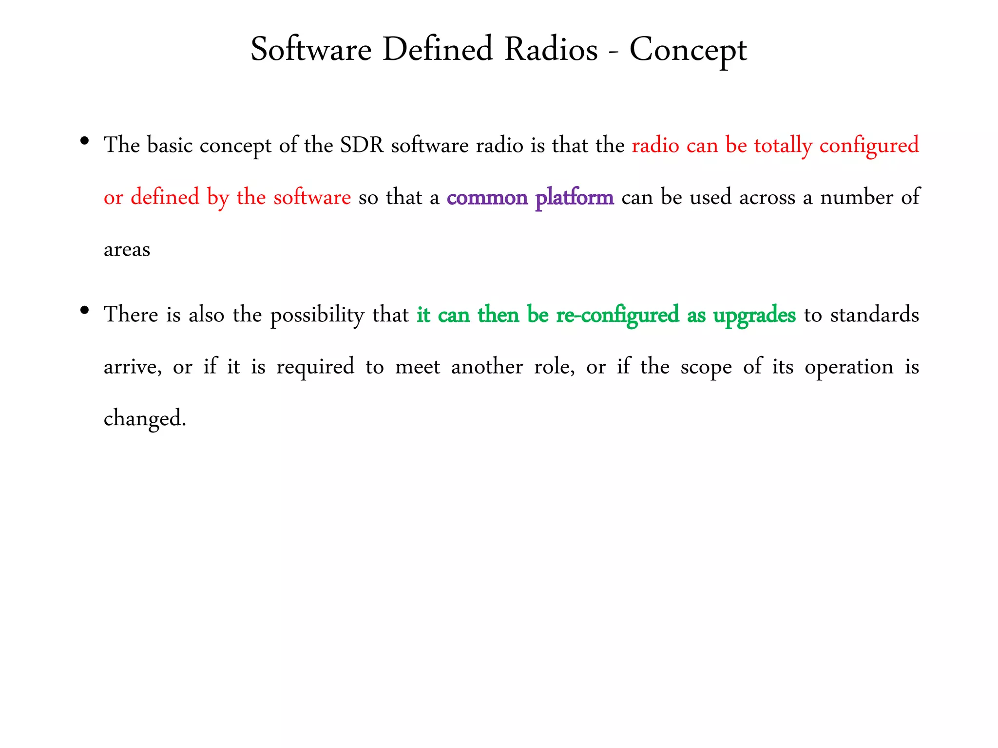 Unit 1 introduction to software defined radios | PPTX