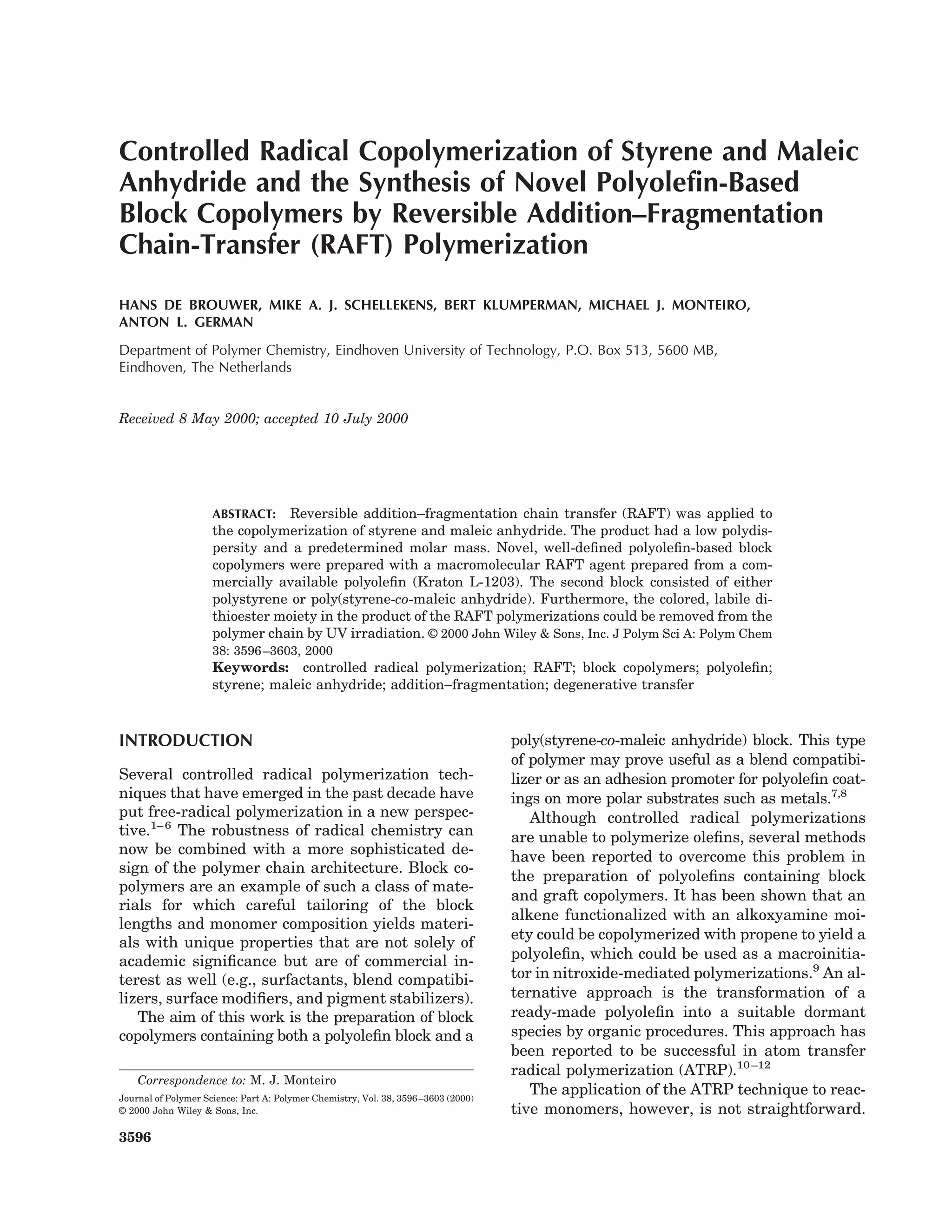 Raft polymeristion of sma | PDF