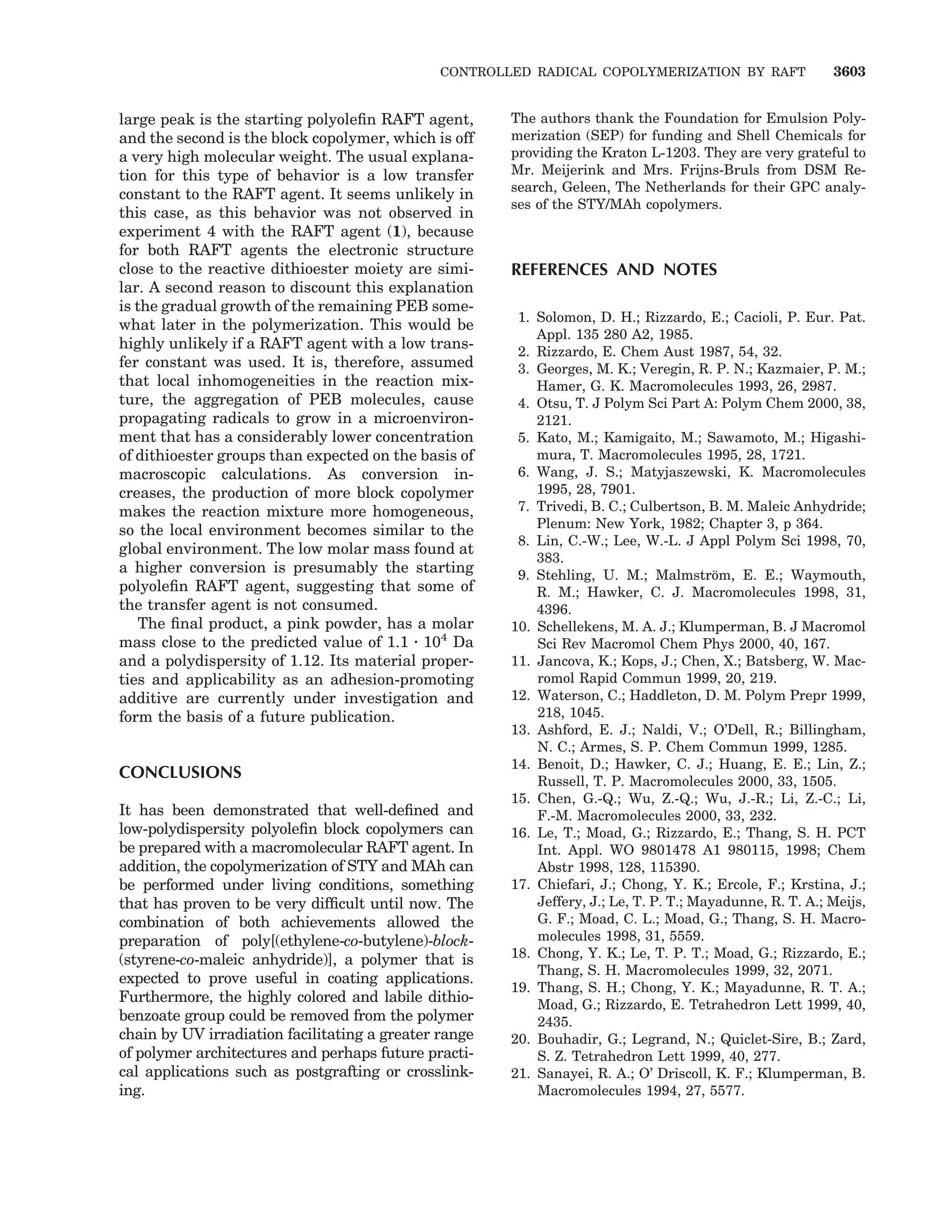 Raft polymeristion of sma | PDF