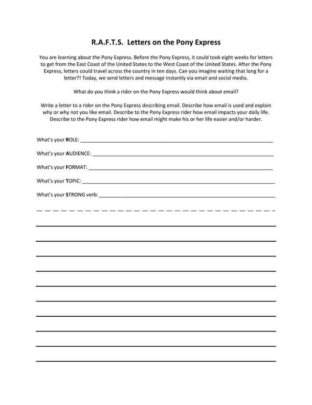 Raft writing assignment pony express | PDF