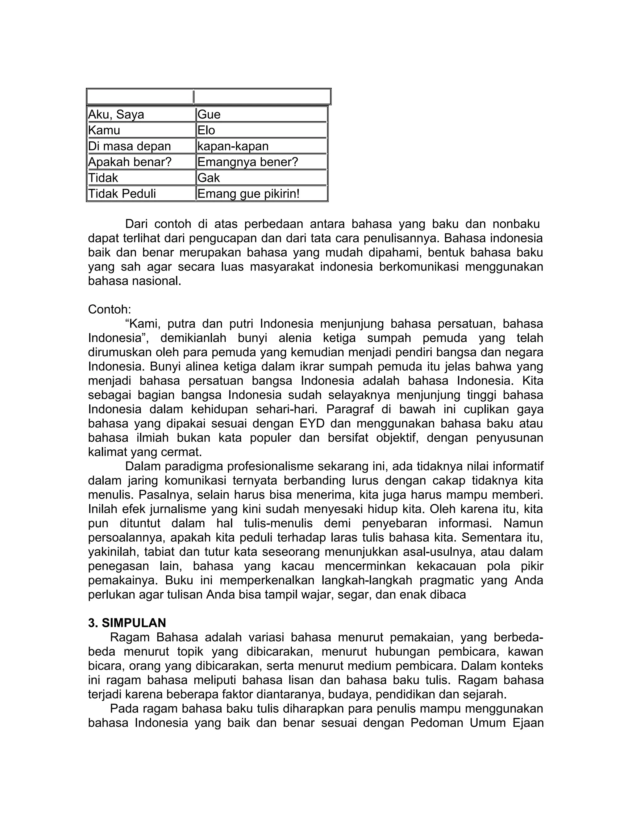 Ragam Bahasa.docx indonesia untuk epalajar dan umum | PDF