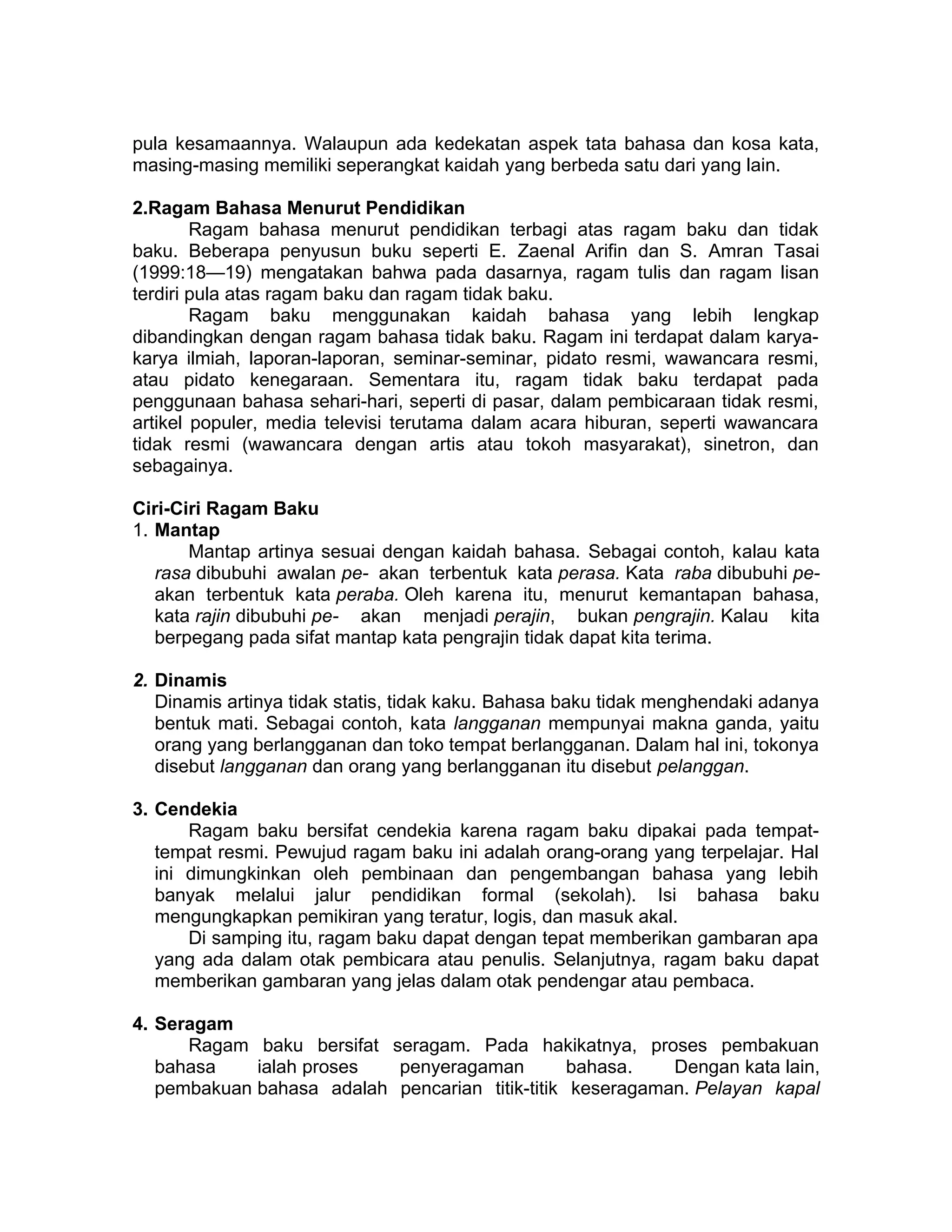 Ragam Bahasa.docx indonesia untuk epalajar dan umum | PDF