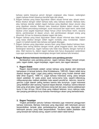 Ragam Bahasa.docx indonesia untuk epalajar dan umum | PDF