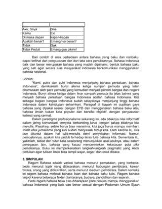 Ragam Bahasa.docx indonesia untuk epalajar dan umum | PDF