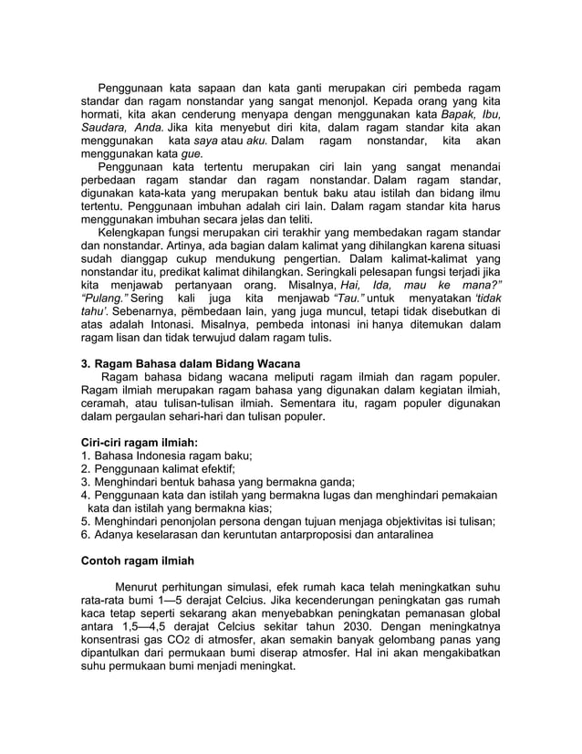 Ragam Bahasa.docx indonesia untuk epalajar dan umum | PDF