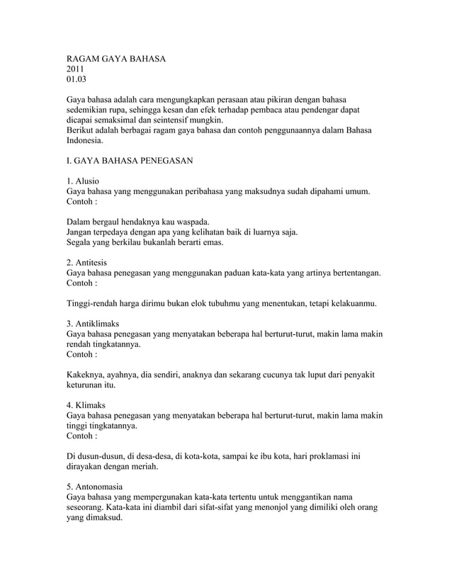 Ragam gaya bahasa | DOC