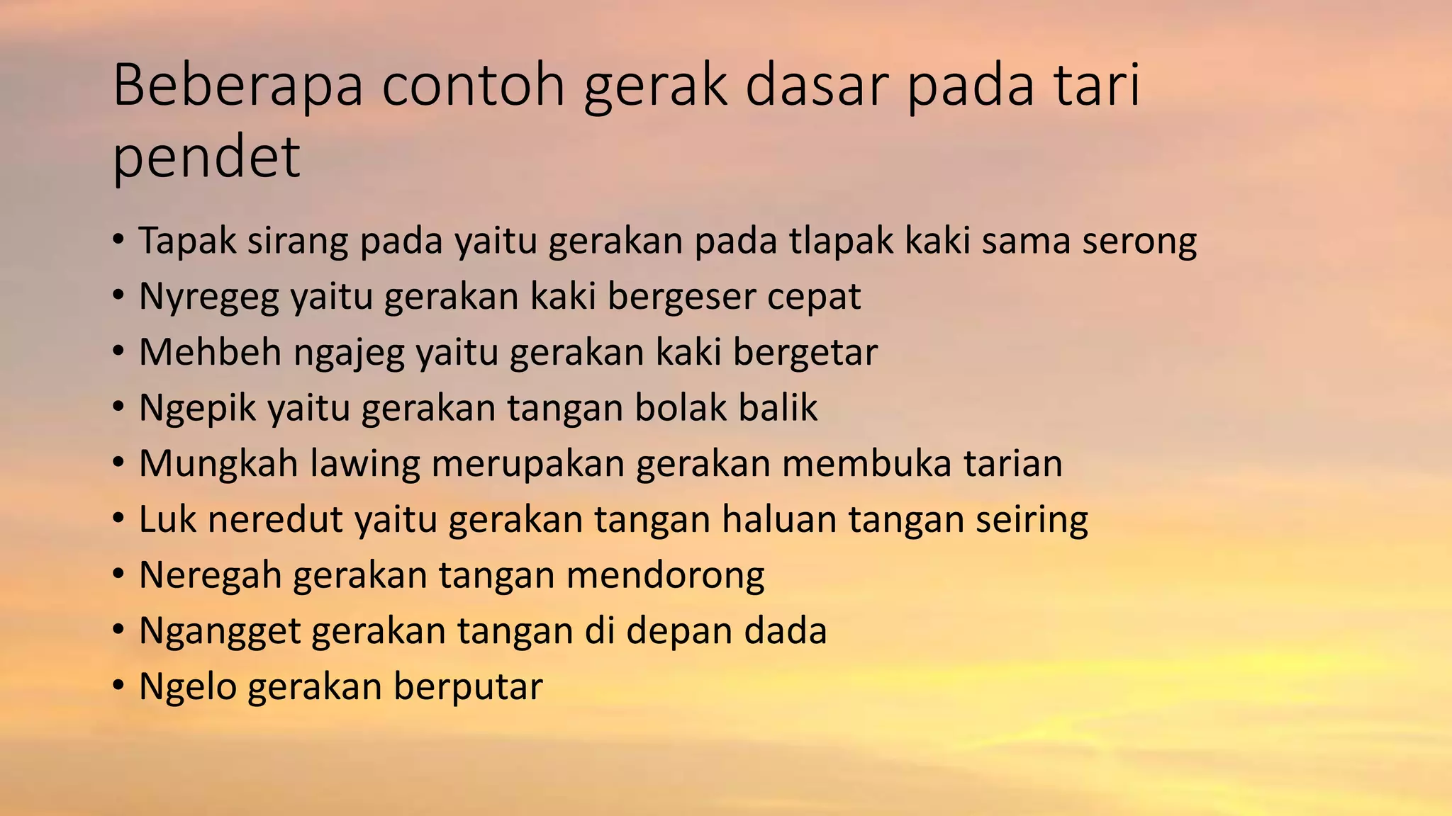 Ragam gerak dan pola lantai tari pendet | PPT