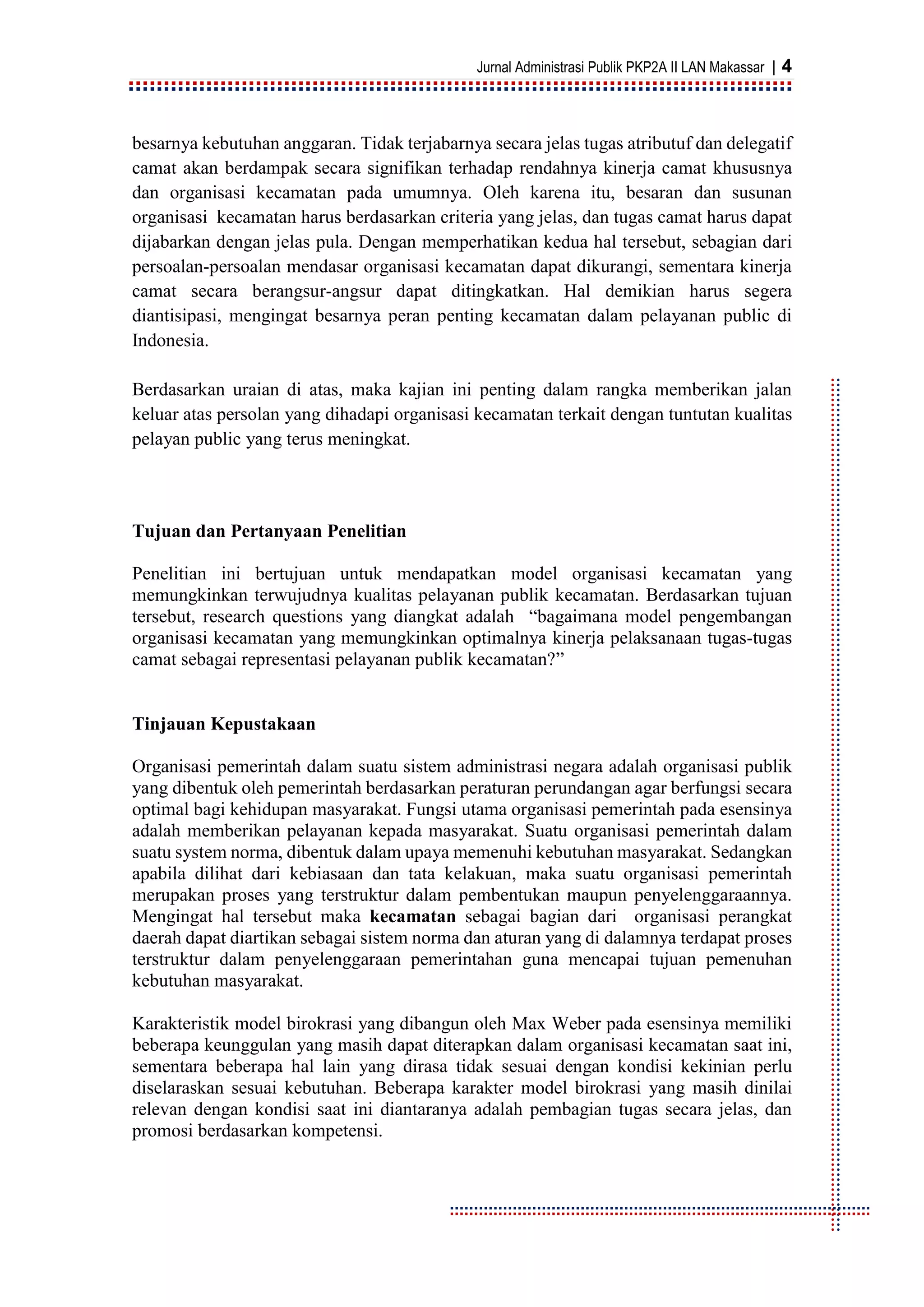 Ragam model struktur organisasi kecamatan berbasis pelayanan publik (haris faozan 2014) | PDF