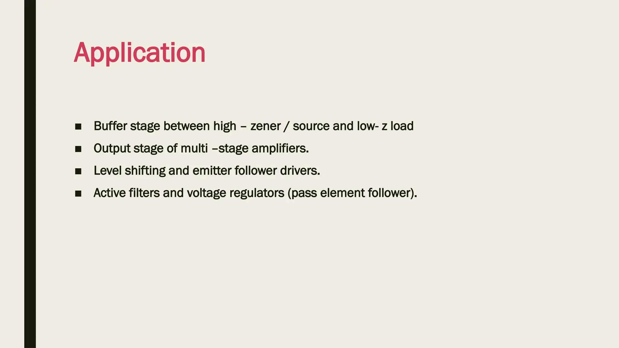 Edc.pptx analysis of cc amplifier and itz types working and construction | PPTX