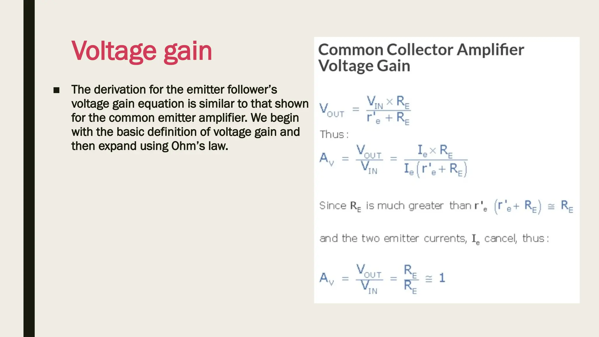 Edc.pptx analysis of cc amplifier and itz types working and construction | PPTX