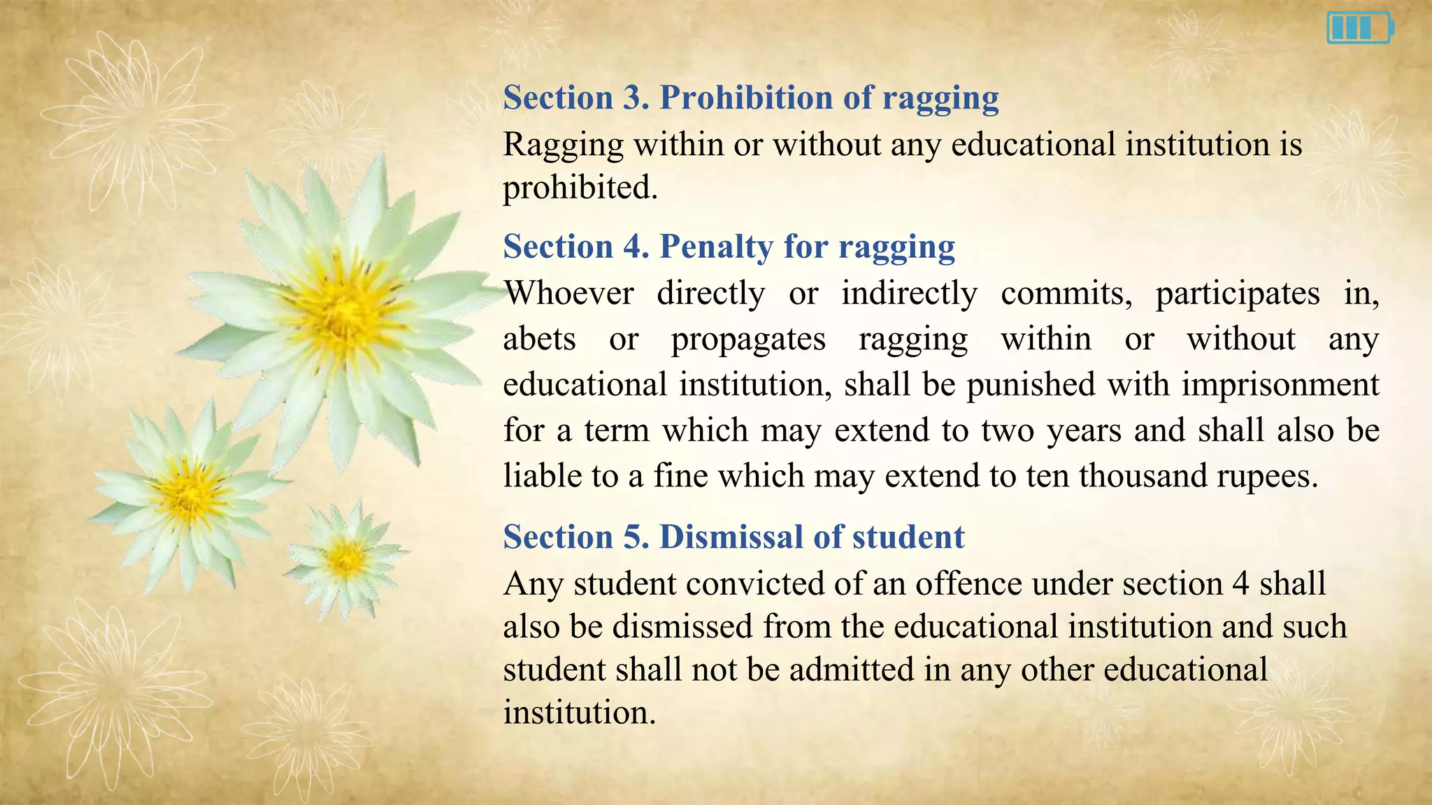 Tamil Nadu Prohibition of Ragging Act (1997) | PPTX