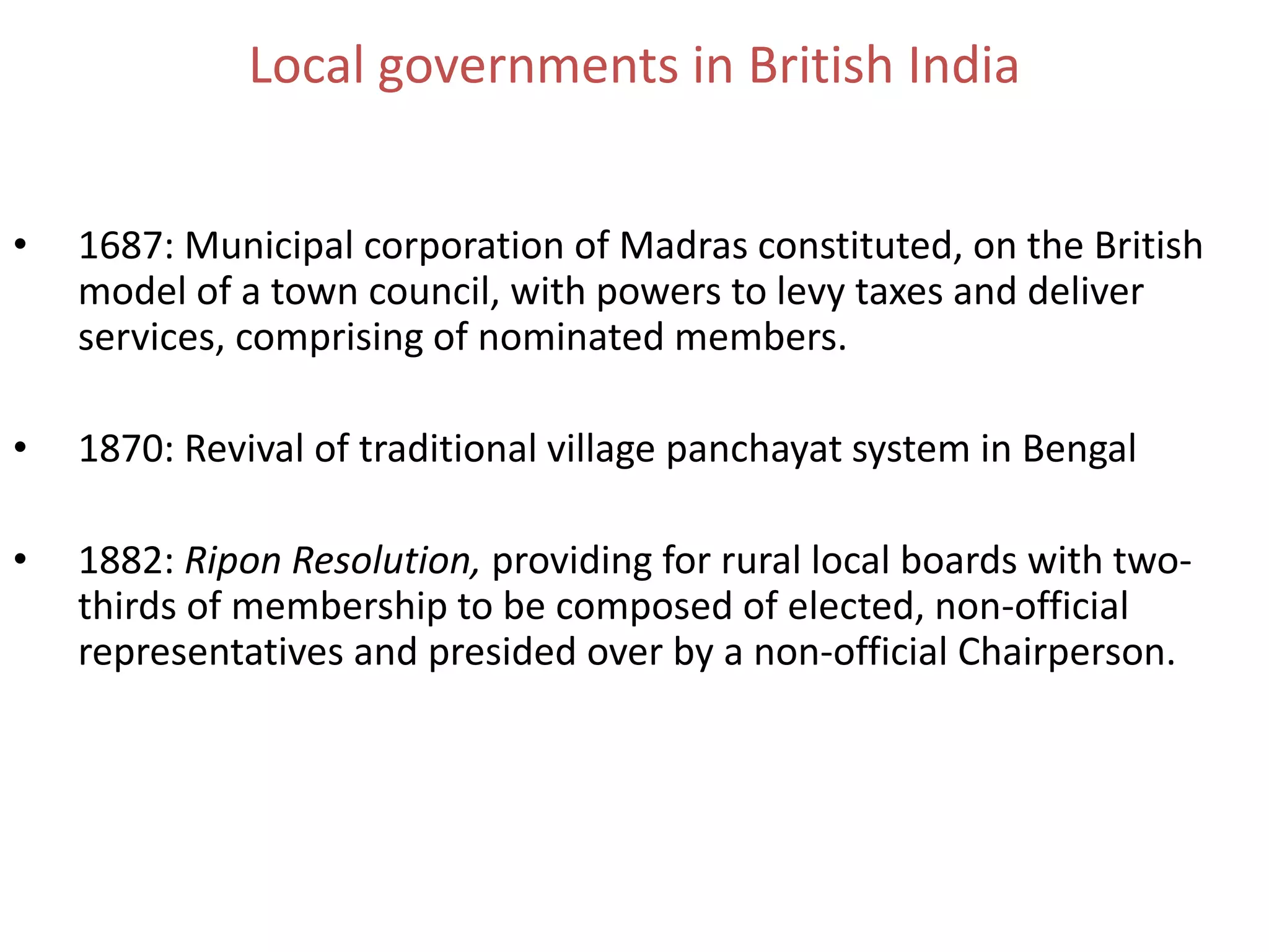 Local Governments and Decentralisation in India | PPTX