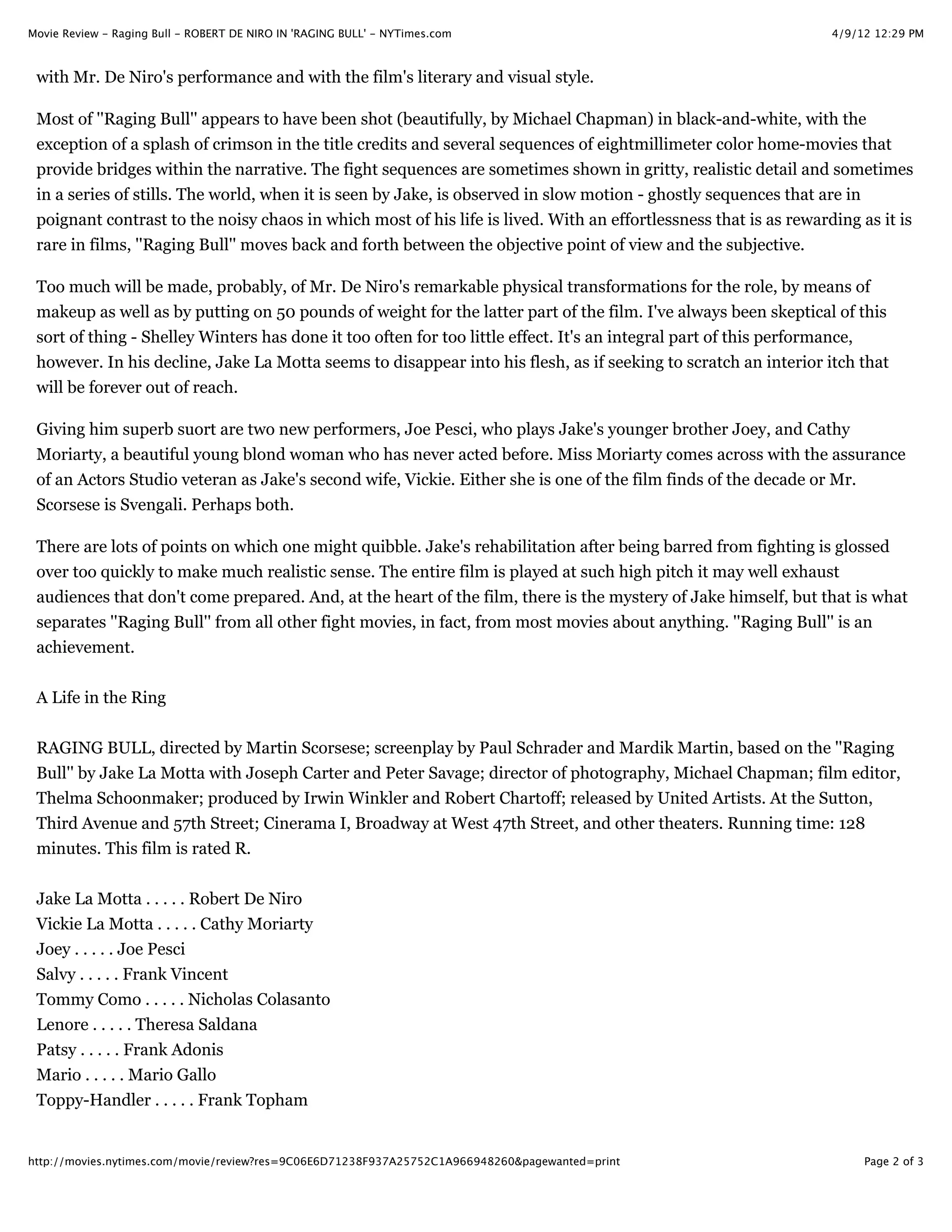 Raging bull nytimes article | PDF