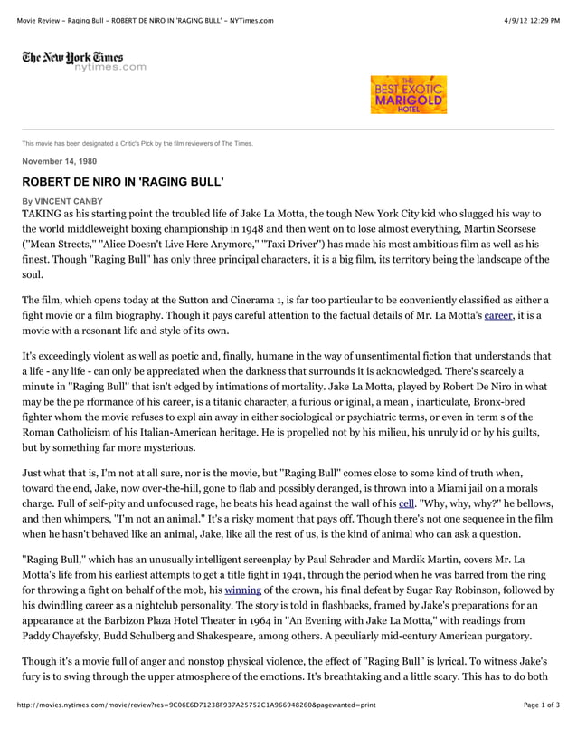 Raging bull nytimes article | PDF