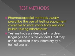 pharmacopoeial standards | PPTX