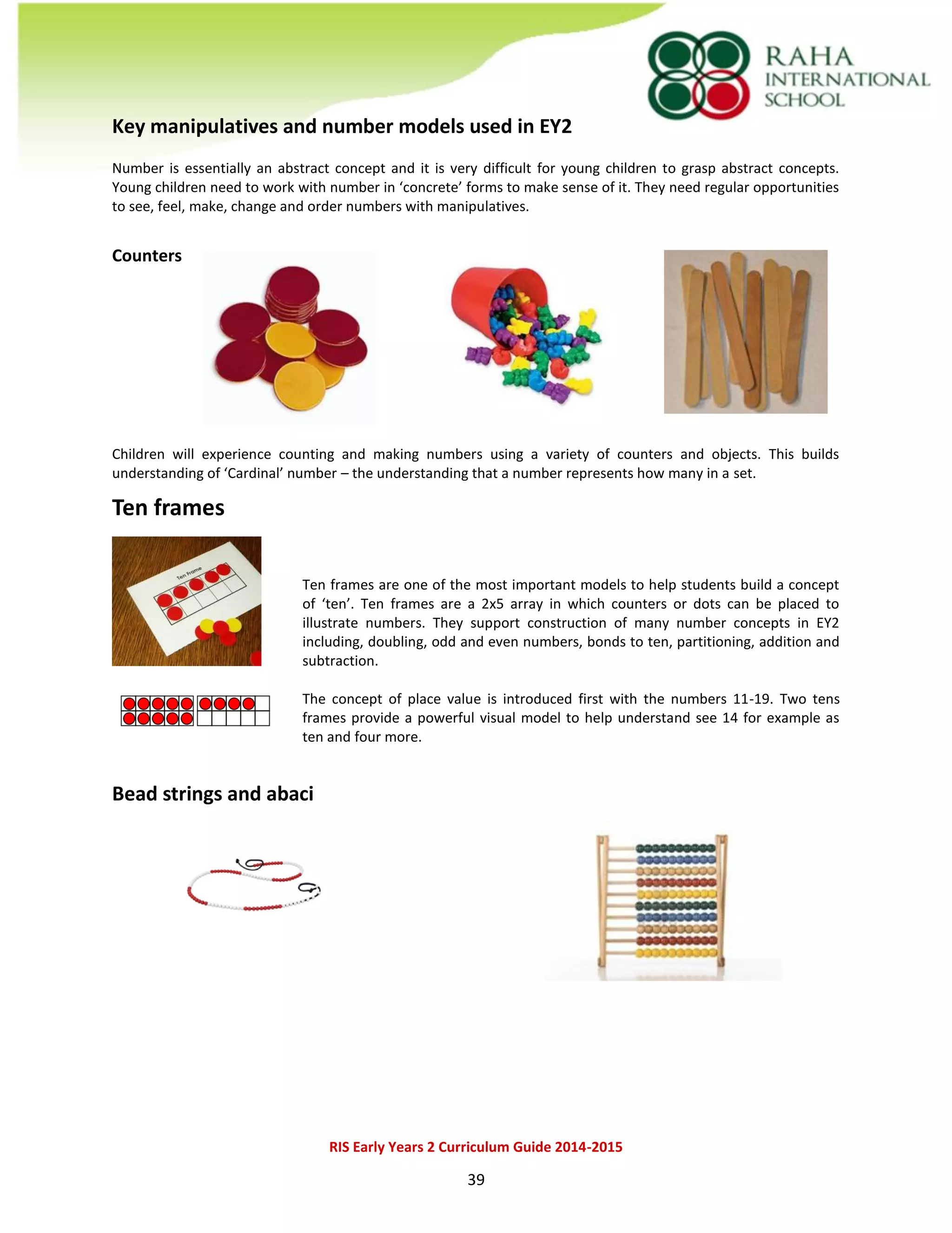 Raha International School, EY2 Curriculum Guide for Parents 2014-2015 | PDF