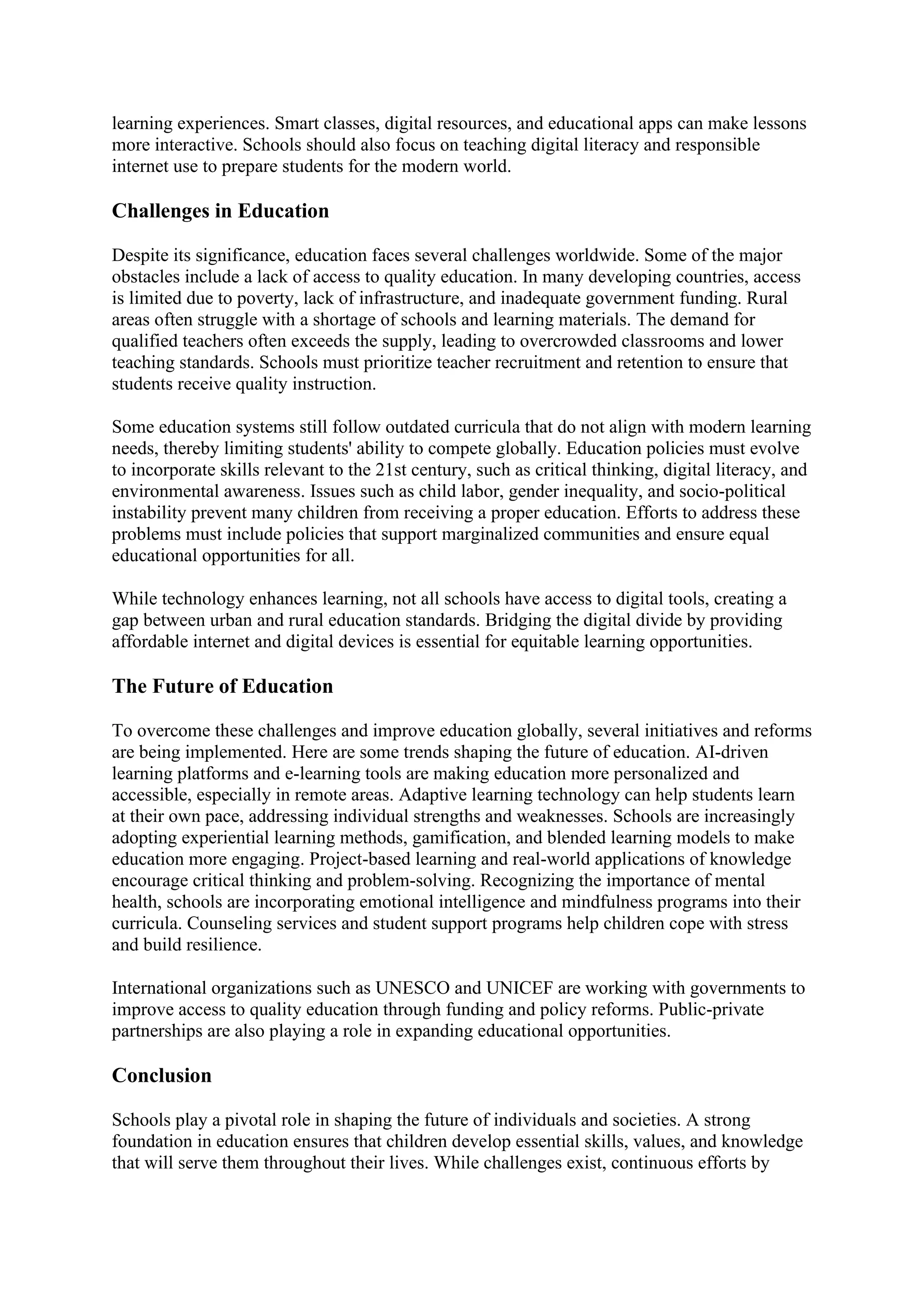 Primary Schools: Building the Foundation for Lifelong Learning | PDF