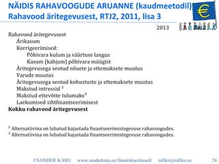 Sander Karu: Rahakäibe (rahavoogude) prognoosimine, juhtimine ja ...