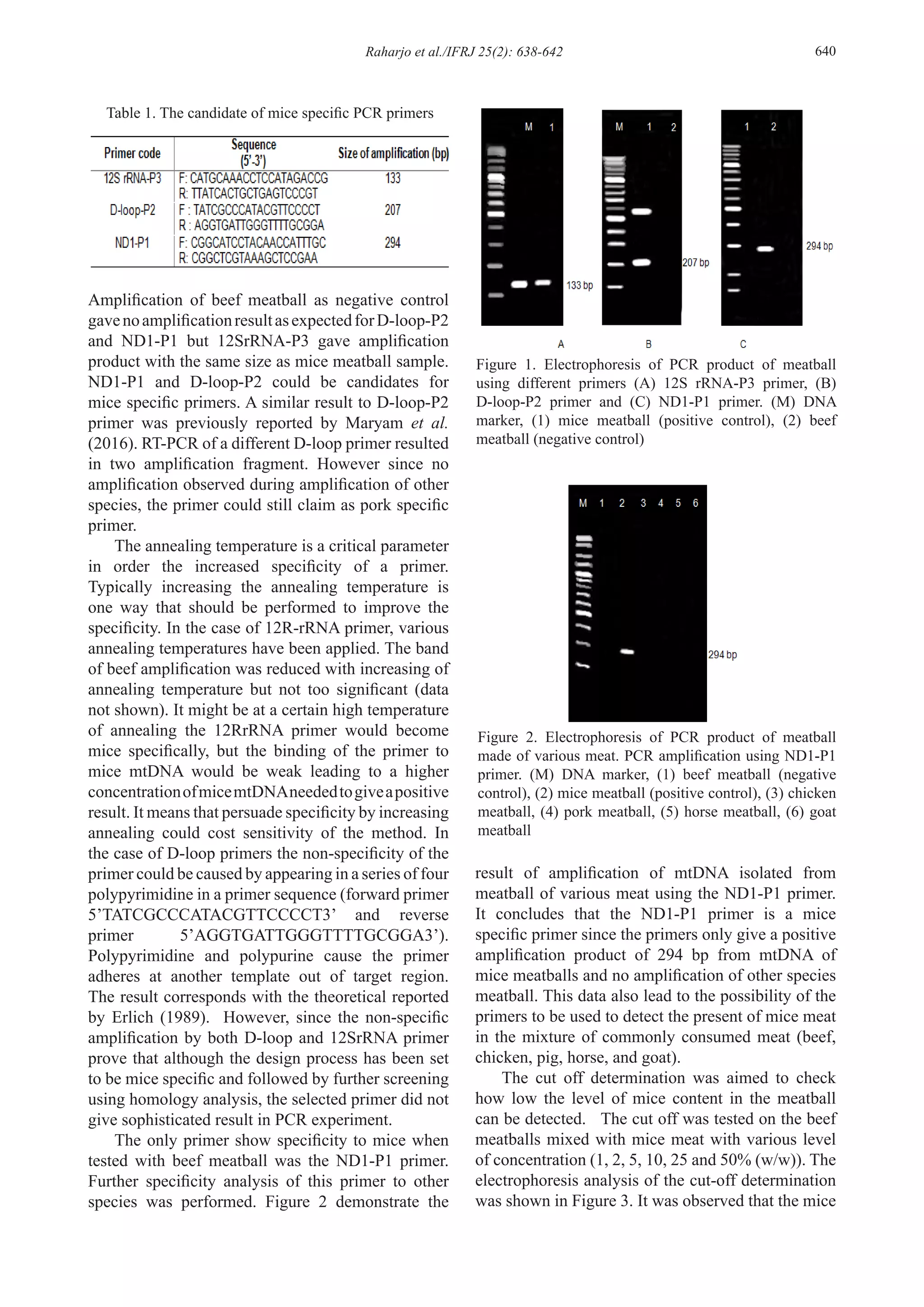 Mitochondrial ND-1 gene-specific primer polymerase chain reaction to ...
