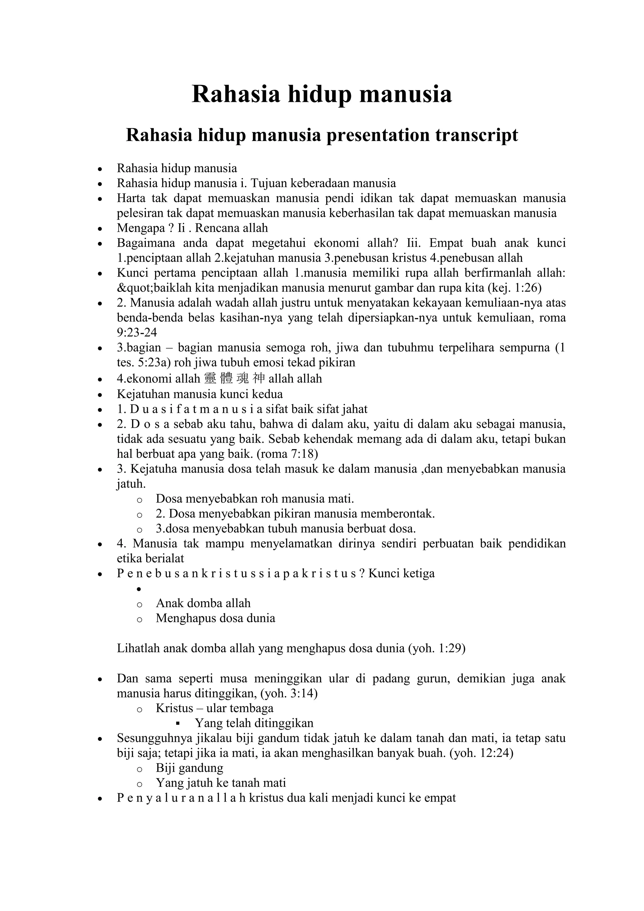 Rahasia hidup manusia | DOCX