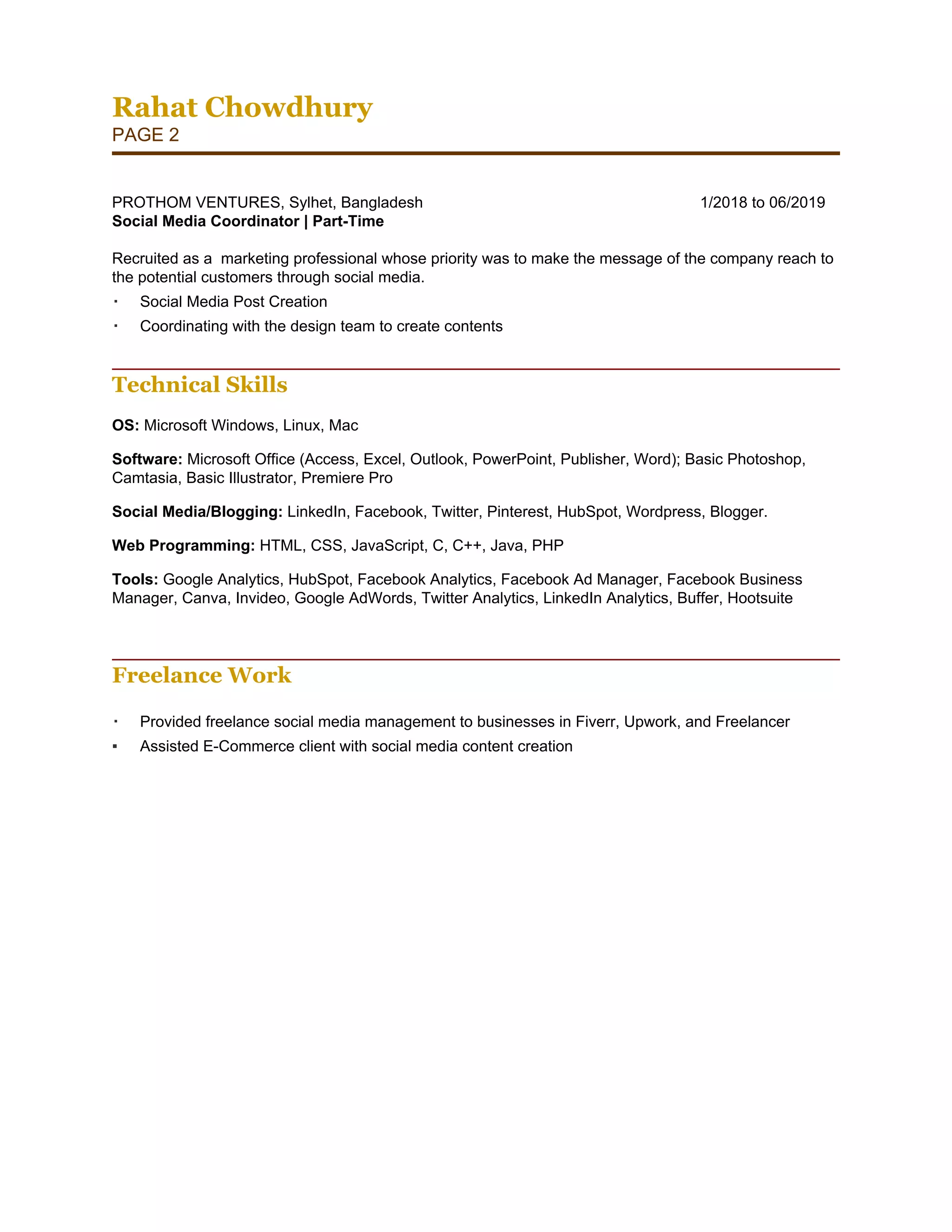 Rahat chowdhury's Resume | PDF