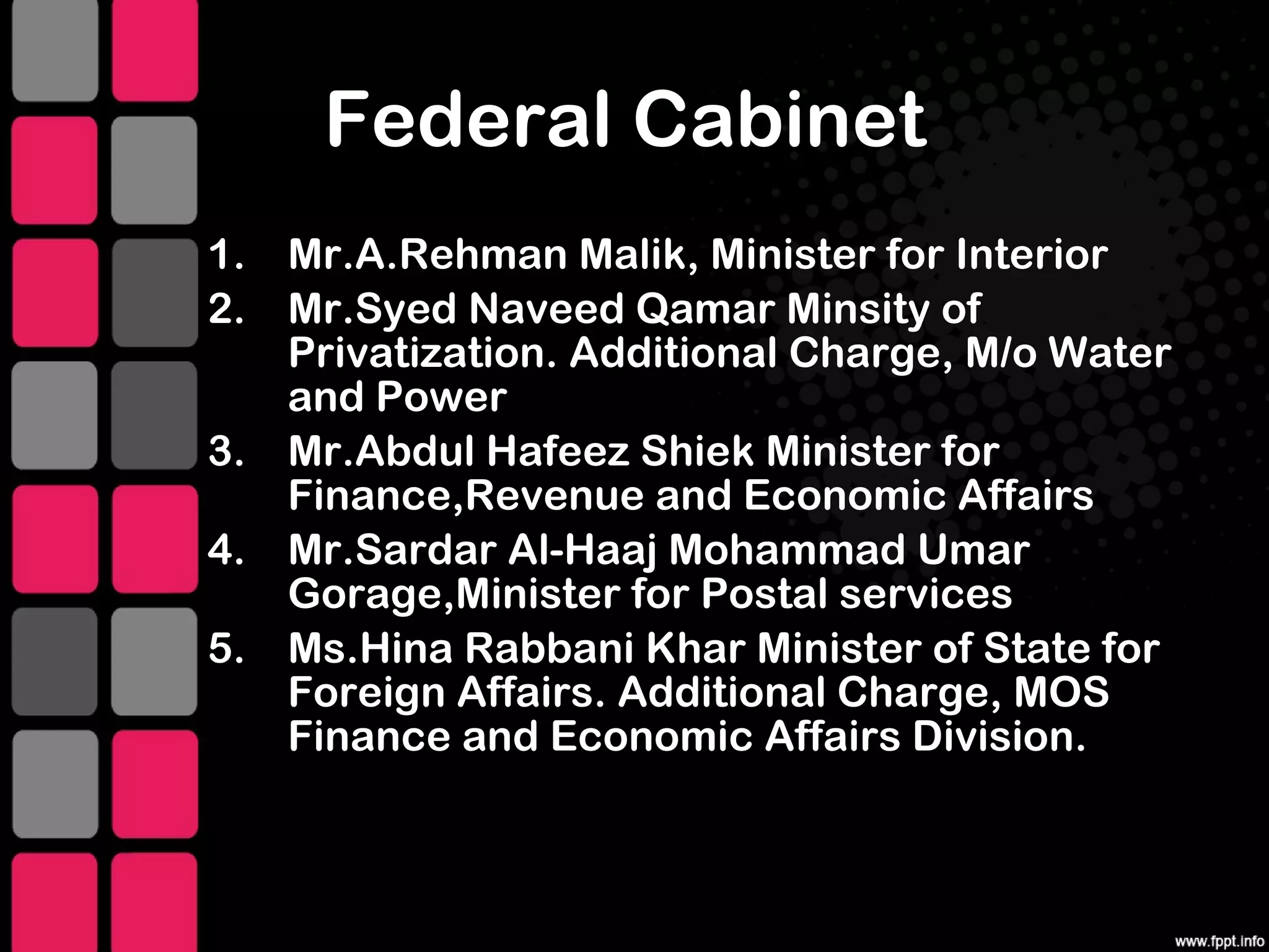 structure of federal government of pakistan | PPT