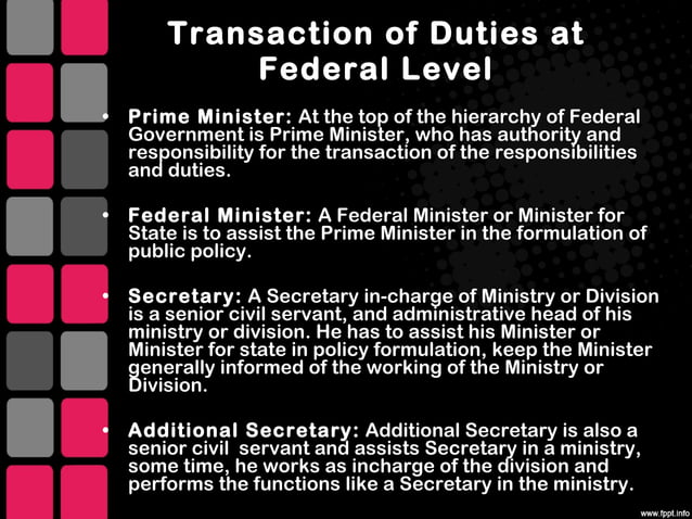 structure of federal government of pakistan | PPT