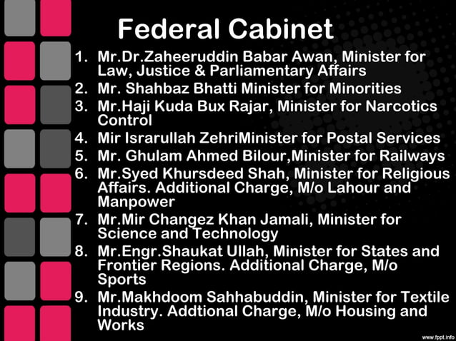 structure of federal government of pakistan | PPT