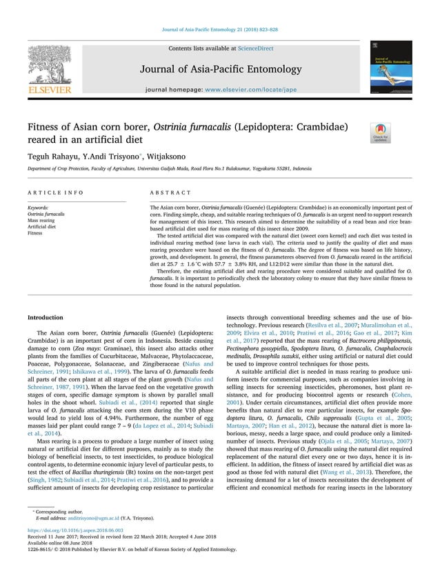 Fitness of Asian corn borer, Ostrinia furnacalis (Lepidoptera ...